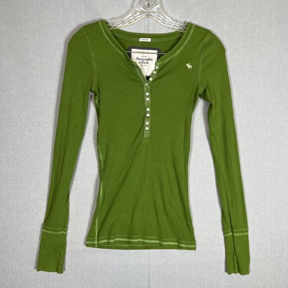 Abercrombie & Fitch | Tops | Vintage Y2k Abercrombie Green Ribbed Henley Long Sleeve Medium ...